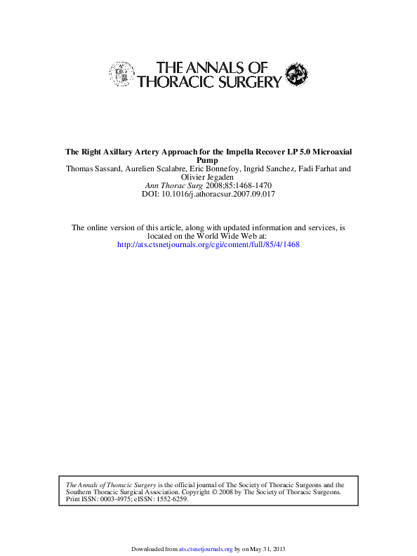 (PDF) The Right Axillary Artery Approach for the Impella Recover LP 5.0 ...