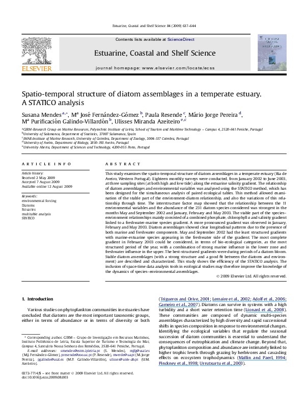 (PDF) Spatio-temporal structure of diatom assemblages in a temperate ...