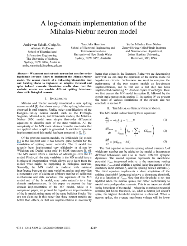 (PDF) A log-domain implementation of the Izhikevich neuron model