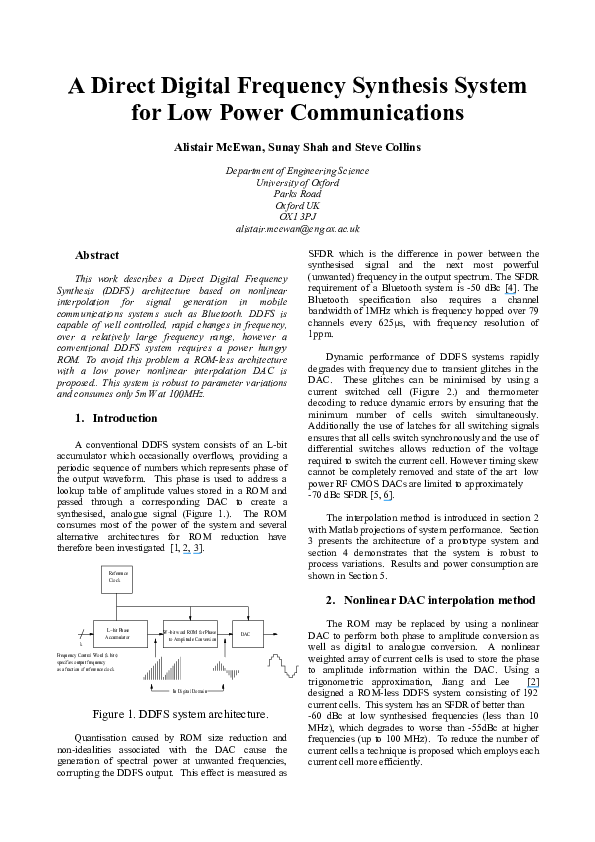 (PDF) A direct digital frequency synthesis system for low power ...