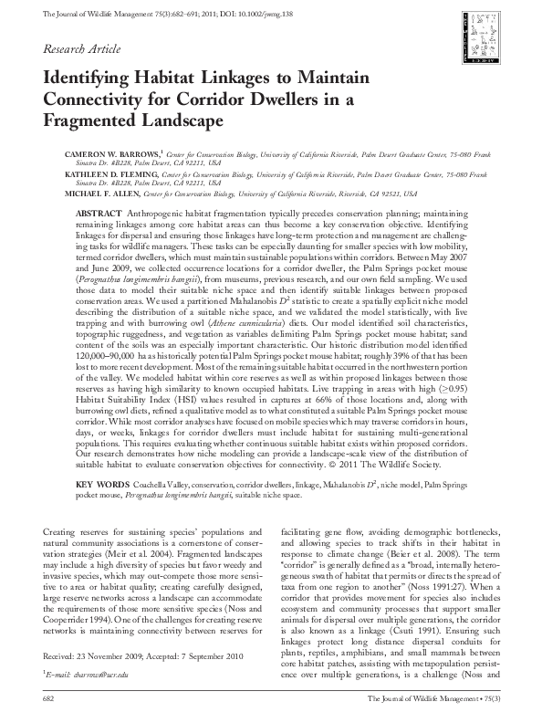 (PDF) Identifying habitat linkages to maintain connectivity for ...