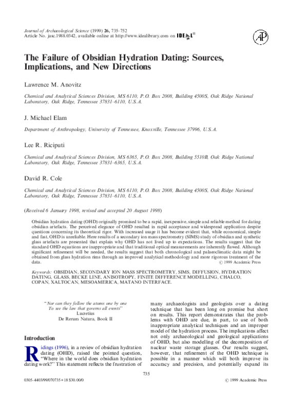 (PDF) The Failure of Obsidian Hydration Dating: Sources, Implications ...