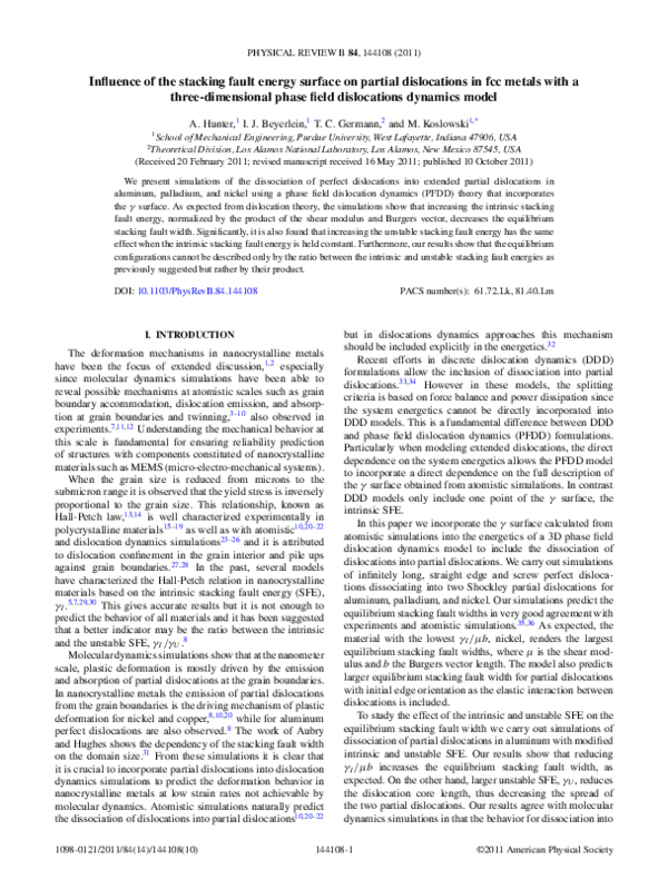 (PDF) Ab initio continuum model for the influence of local stress on cross-slip of screw ...