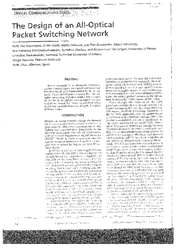(PDF) The Design of an Allo-Optical Packet Switching Network