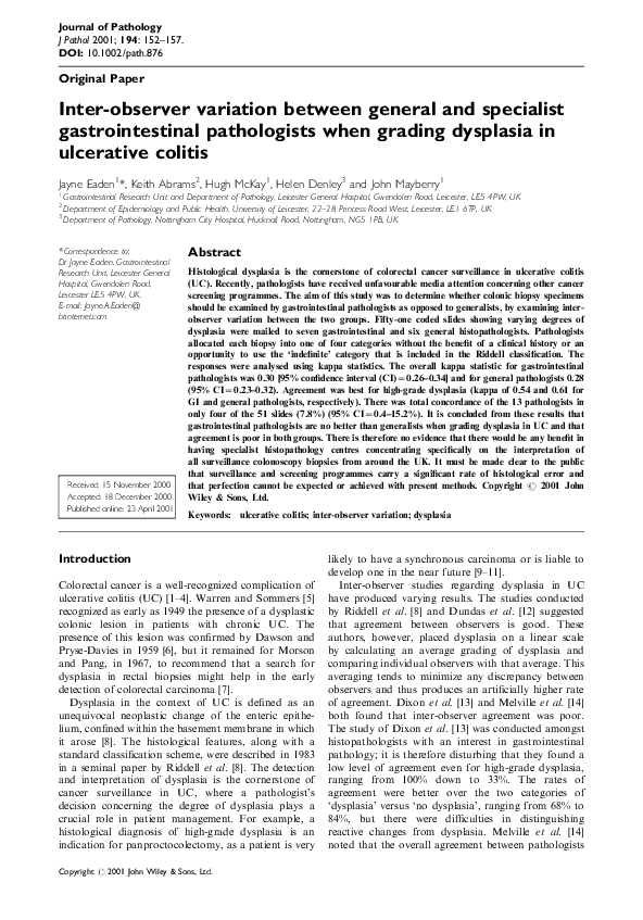 (PDF) Inter-observer variation between general and specialist ...