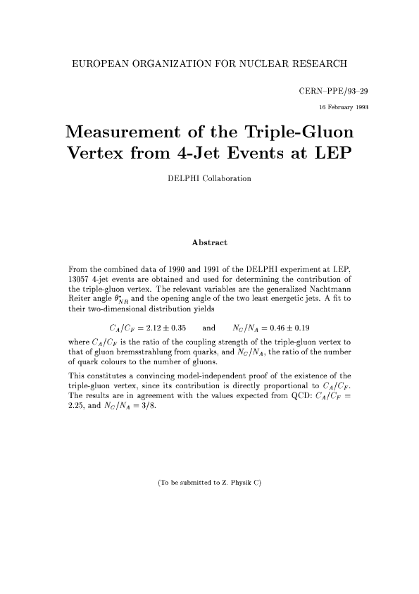 (PDF) Measurement of the triple-gluon vertex from 4-jet events at LEP