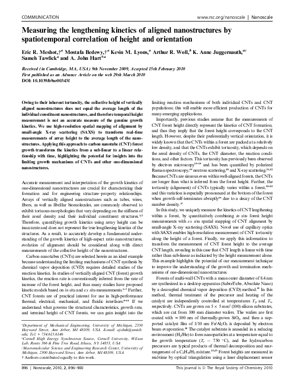 (PDF) Measuring the lengthening kinetics of aligned nanostructures by ...