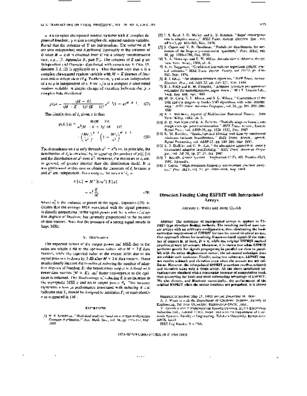 Pdf Direction Finding Using Esprit With Interpolated Arrays 3784