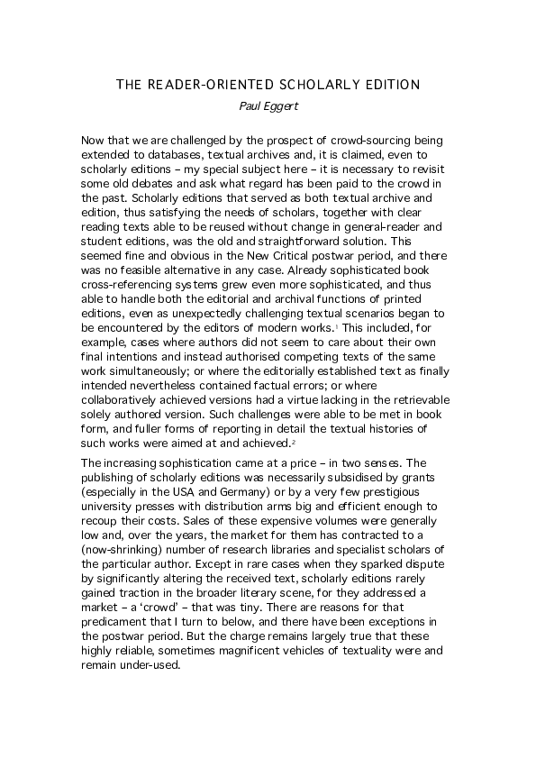 (PDF) THE READER-ORIENTED SCHOLARLY EDITION