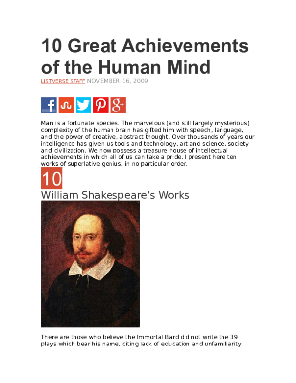 (DOC) 0 Great Achievements of the Human Mind