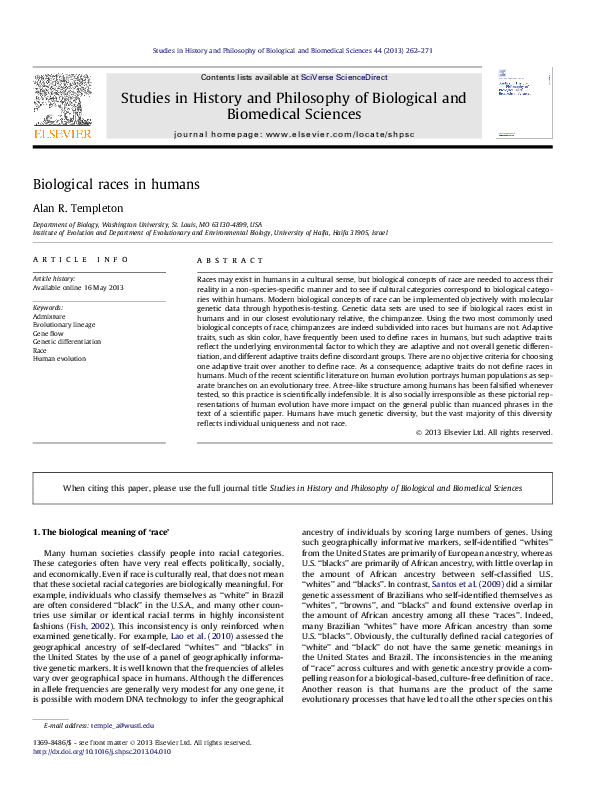 (PDF) Biological races in humans