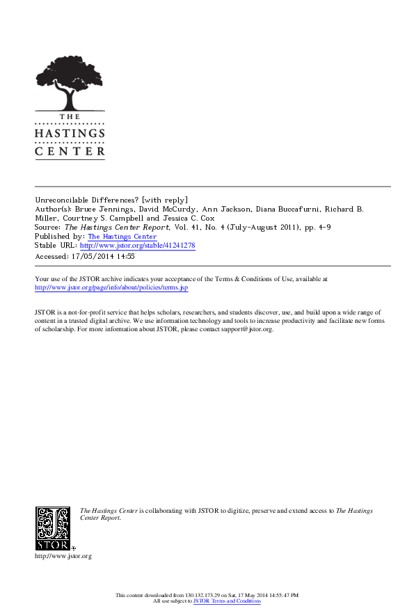 (PDF) Unreconcilable differences? | Bruce Jennings - Academia.edu