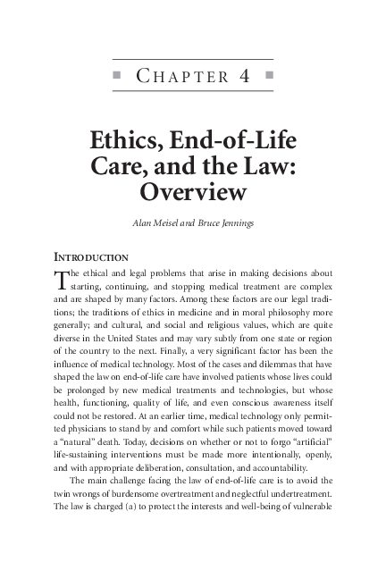 (PDF) Ethics, End-of-Life Care, and the Law: Overview