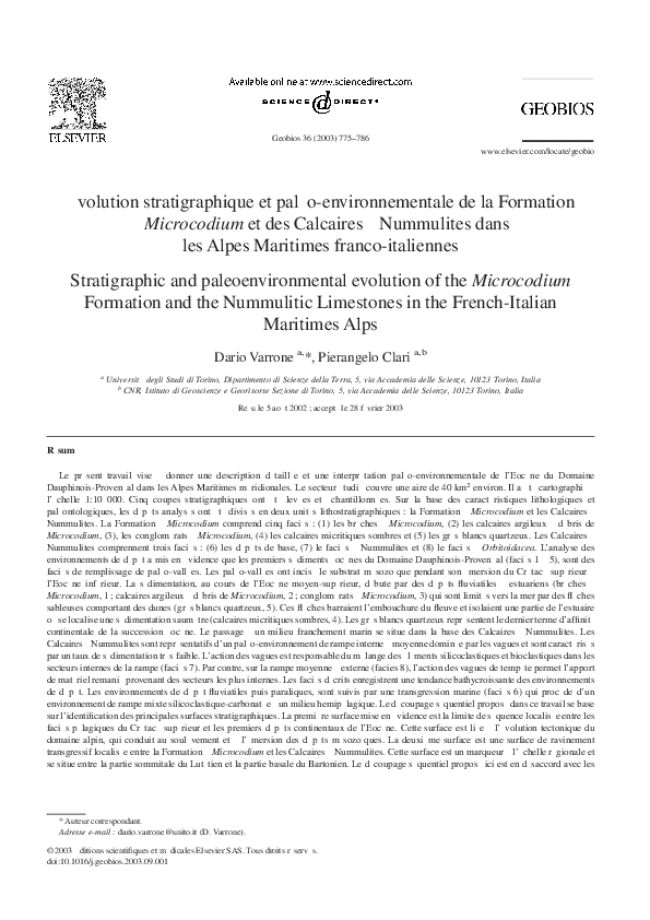 (PDF) volution stratigraphique et paléo-environnementale de la ...