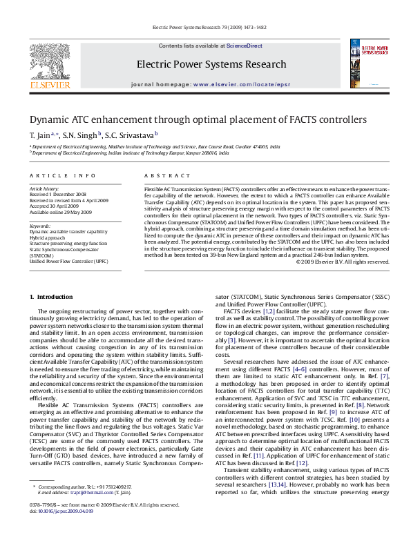 (PDF) Dynamic ATC enhancement through optimal placement of FACTS controllers