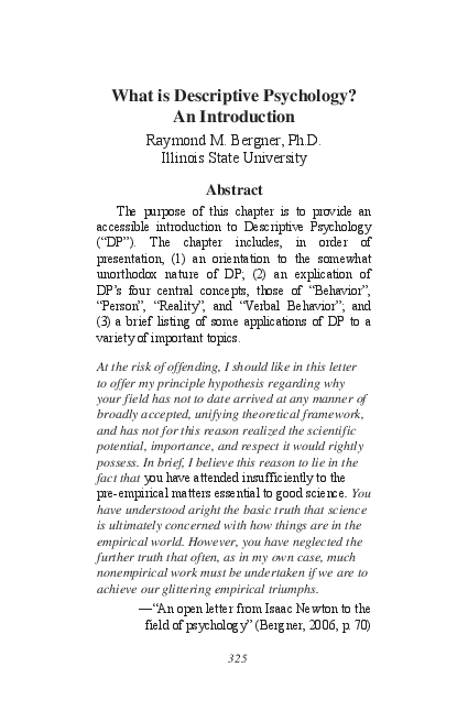 (PDF) What is behavior? And so what? | Raymond Bergner - Academia.edu