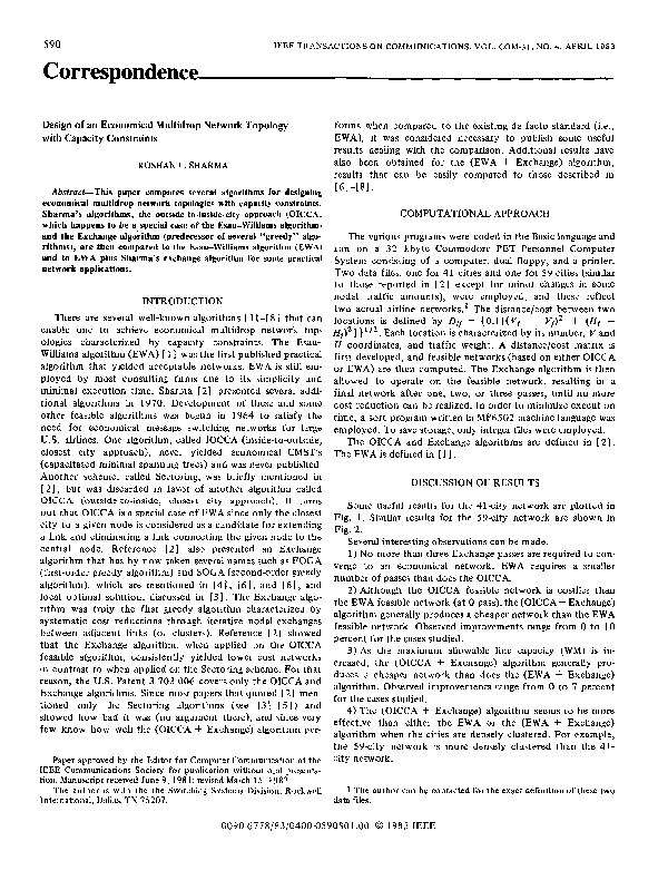 (PDF) Design of an Economical Multidrop Network Topology with Capacity ...