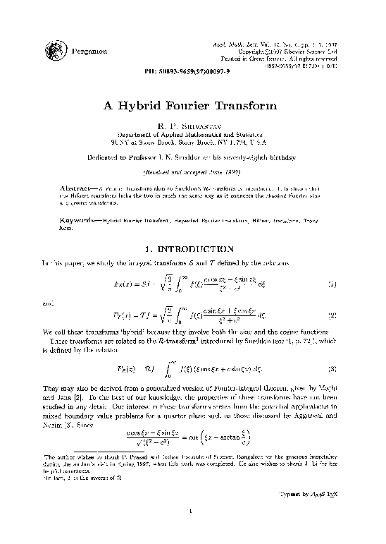 Pdf A Hybrid Fourier Transform