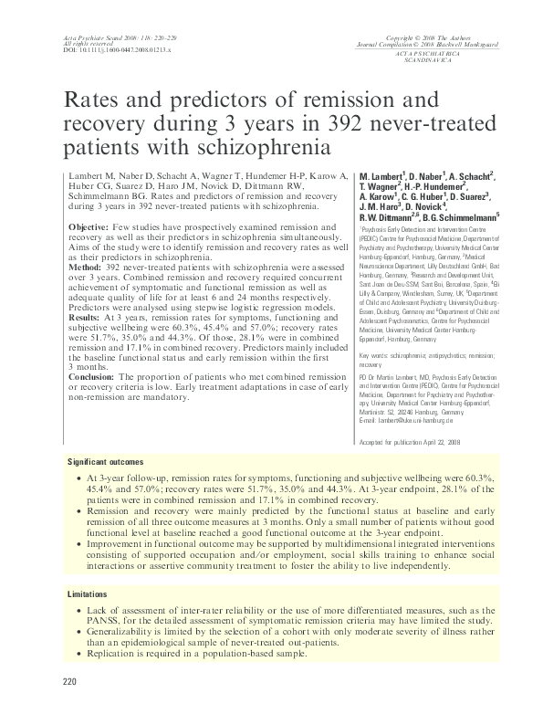 (PDF) Assessment of remission in schizophrenia with the CGI and CGI-SCH scales | Susana Ochoa ...