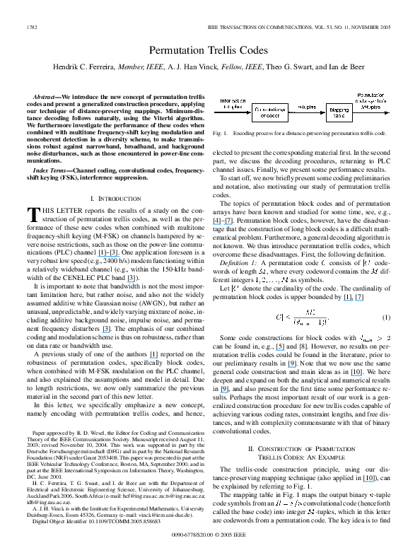 (PDF) Permutation Trellis Codes