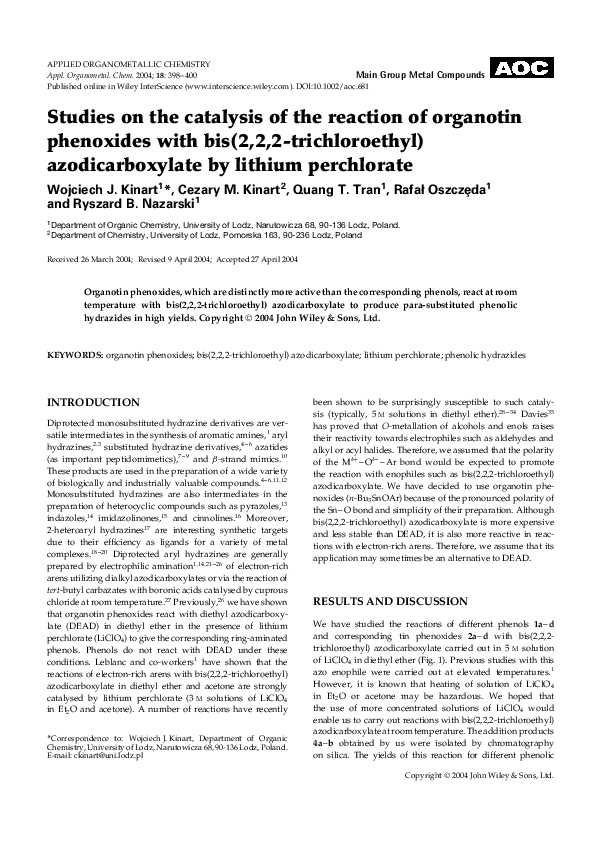 (PDF) Studies on the catalysis of the reaction of organotin phenoxides ...
