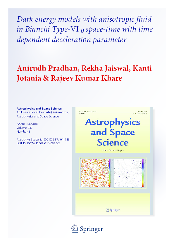 (PDF) Dark energy models with anisotropic fluid in Bianchi Type-VI 0 space-time with time ...