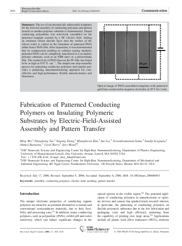 (PDF) Fabrication of Patterned Conducting Polymers on Insulating ...