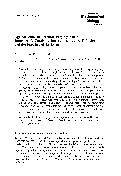 (PDF) Age structure in predator-prey systems: Intraspecific carnivore ...