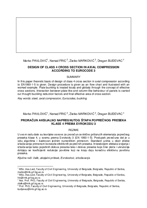 (PDF) Design of class 4 cross section in axial compression according to ...