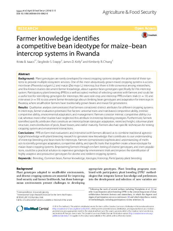 (PDF) Farmer knowledge identifies a competitive bean ideotype for maize ...