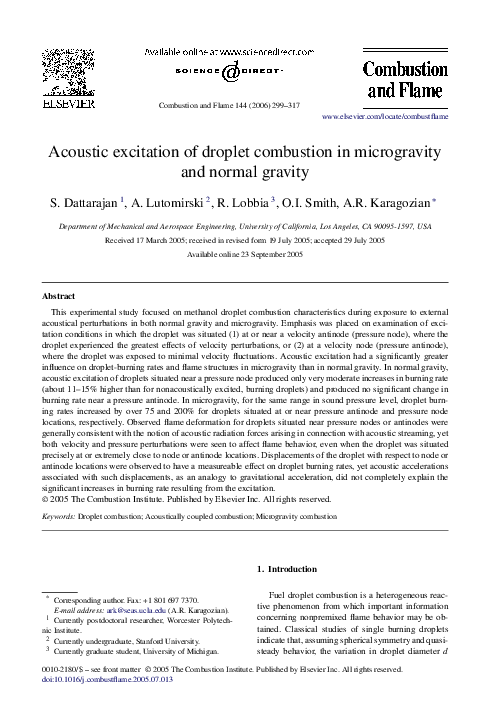 (PDF) Acoustic excitation of droplet combustion in microgravity and normal gravity