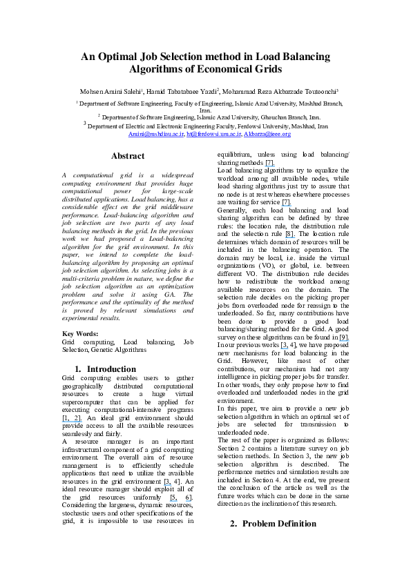 (PDF) An Optimal Job Selection Method in Load Balancing Algorithms of ...