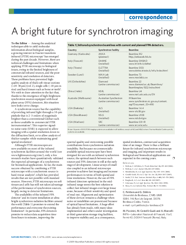 (PDF) A bright future for synchrotron imaging