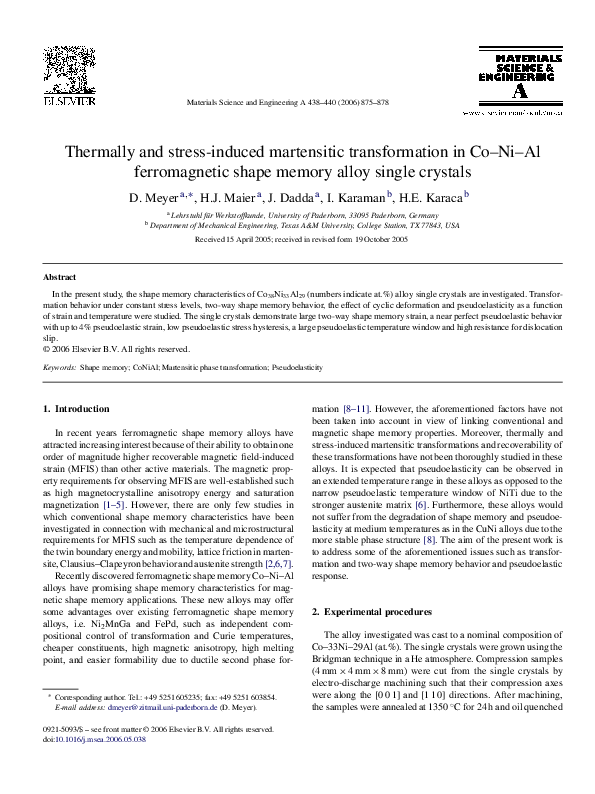 (PDF) Giant two-way shape memory effect in high-temperature Ni-Mn-Ga single crystal | S ...