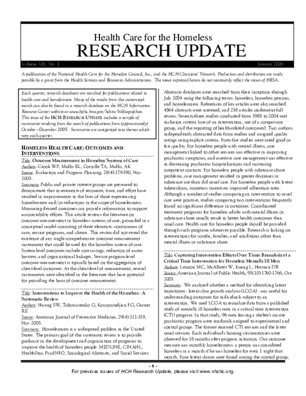 (PDF) Outcome measurement in homeless systems of care