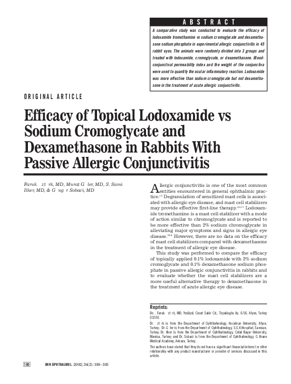 (PDF) Efficacy of topical lodoxamide vs sodium cromoglycate and ...
