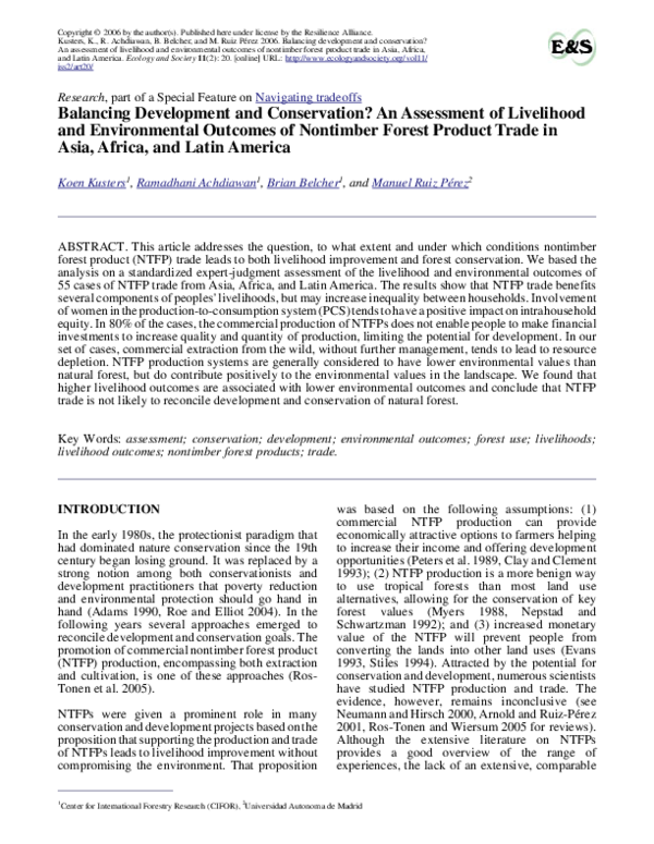 (PDF) Balancing development and conservation? An assessment of ...