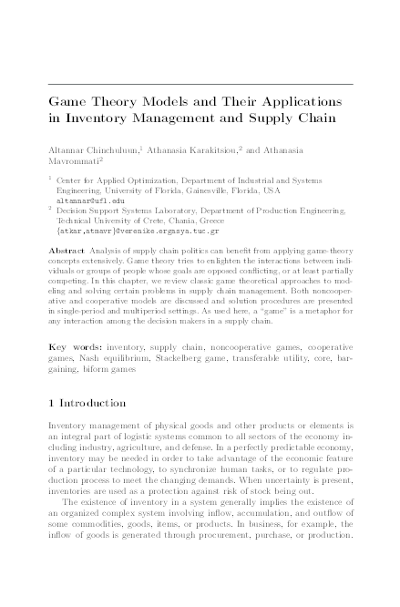 (PDF) Game Theory Models and Their Applications in Inventory Management ...