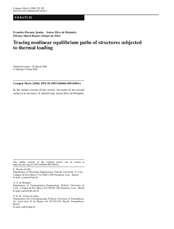 (PDF) Tracing nonlinear equilibrium paths of structures subjected to ...