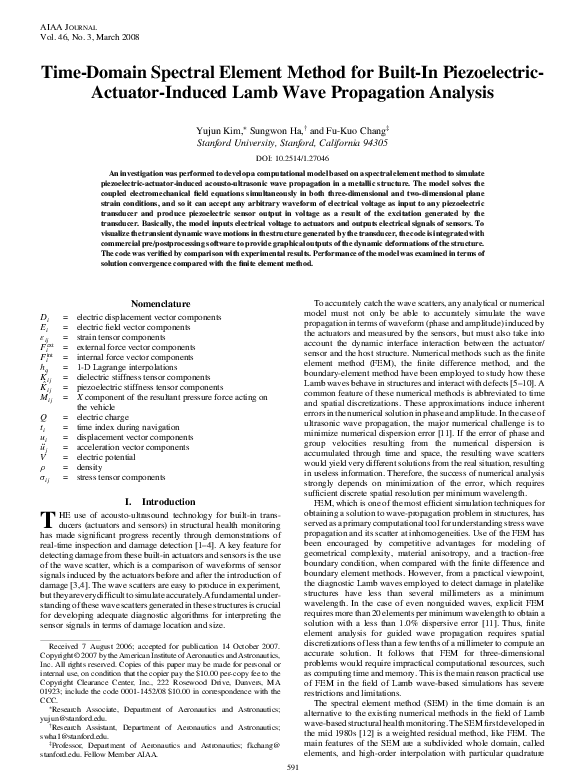 Pdf Time Domain Spectral Element Method For Built In Piezoelectric Actuator Induced Lamb Wave