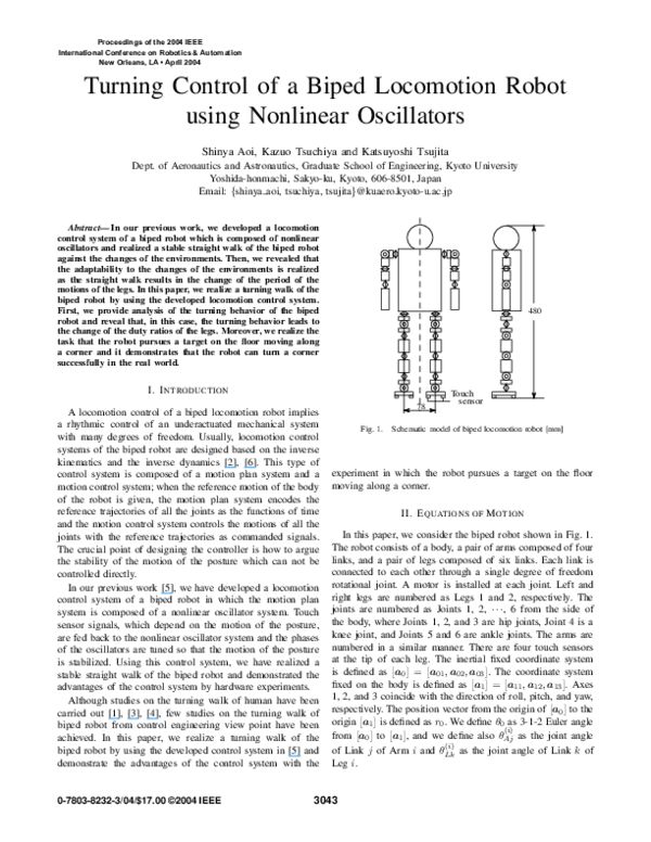 (PDF) Turning Control of a Biped Locomotion Robot using Nonlinear Oscillators