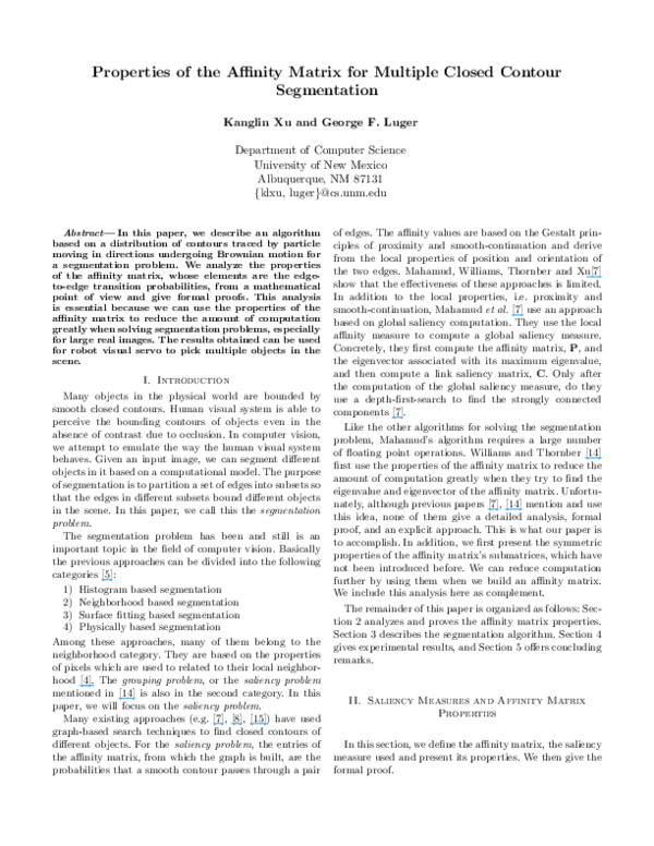 (PDF) Properties of the Affinity Matrix for Multiple Closed Contour ...