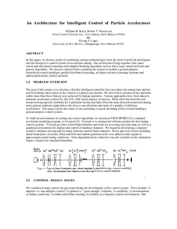 (PDF) An Architecture for Intelligent Control of Particle Accelerators