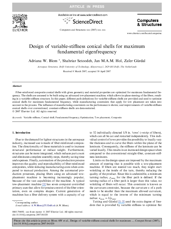(PDF) Design of Variable-Stiffness Conical Shells for Maximum ...