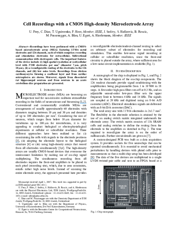 (PDF) Cell Recordings with a CMOS High-density Microelectrode Array
