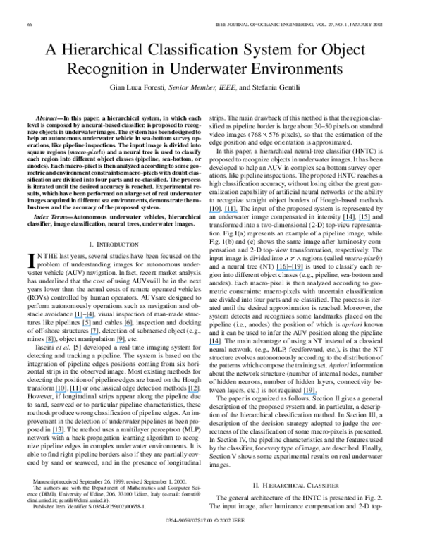 (PDF) A hierarchical classification system for object recognition in underwater environments