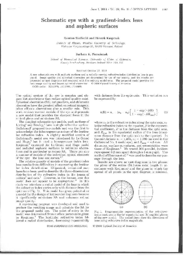 (PDF) Schematic eye with a gradient-index lens and aspheric surfaces