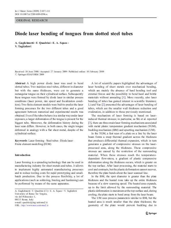(PDF) Diode laser bending of tongues from slotted steel tubes