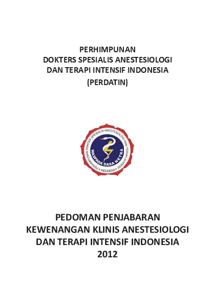 PERHIMPUNAN DOKTERS SPESIALIS ANESTESIOLOGI DAN TERAPI INTENSIF ...
