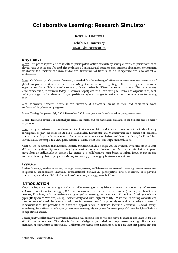 (PDF) Collaborative Learning: Research Simulator